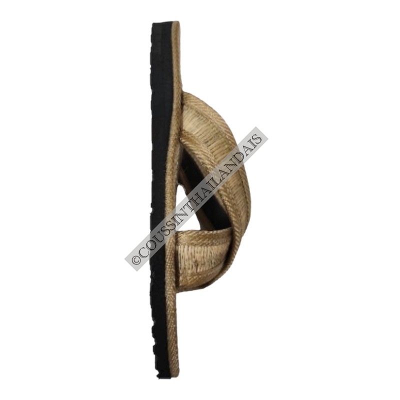 Straw flip-flop with crossed straps